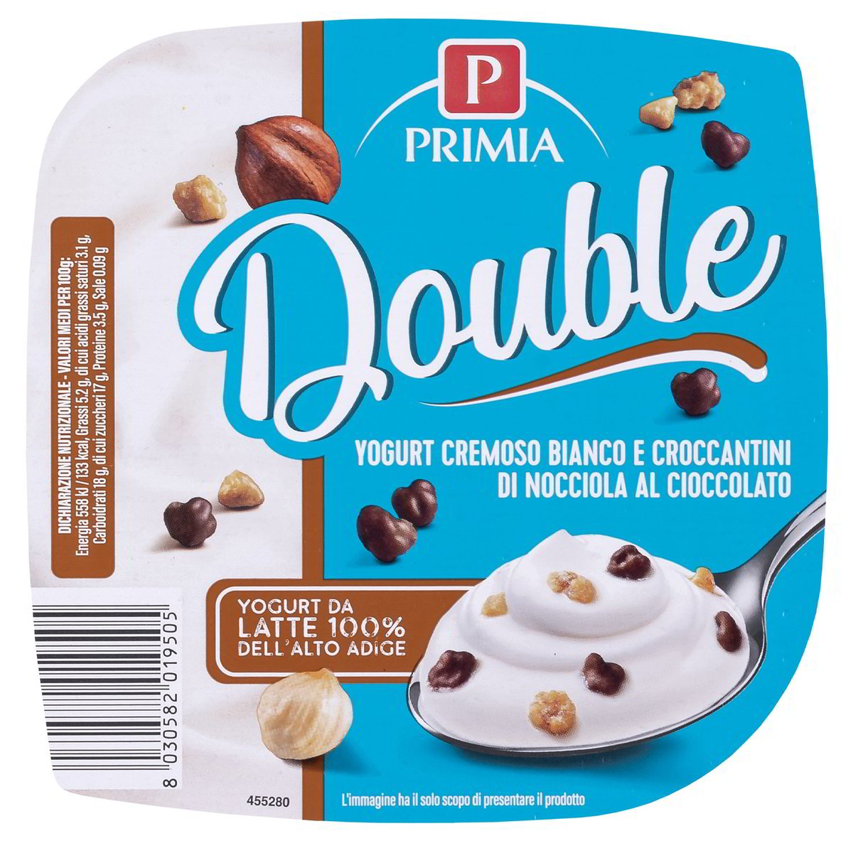 YOGURT DOUBLE BIANCO CROCCANTINI DI NOCCIOLA AL CIOCCOLATO PRIMIA 150 g ...