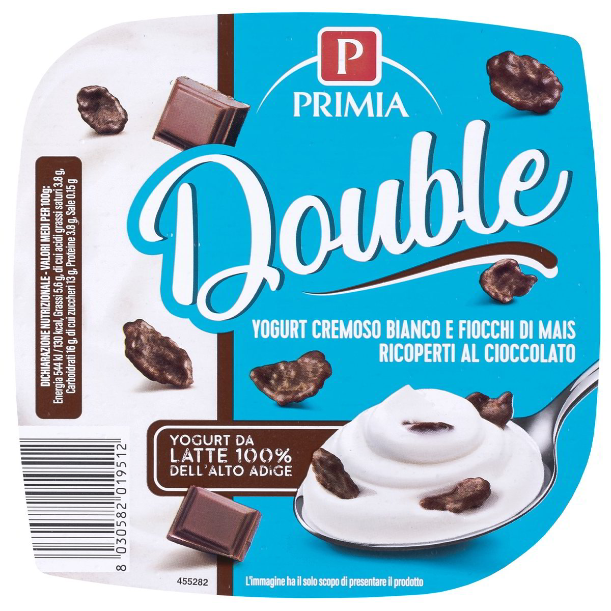 YOGURT DOUBLE BIANCO E FIOCCHI DI MAIS AL CIOCCOLATO PRIMIA 150 g - Tigros
