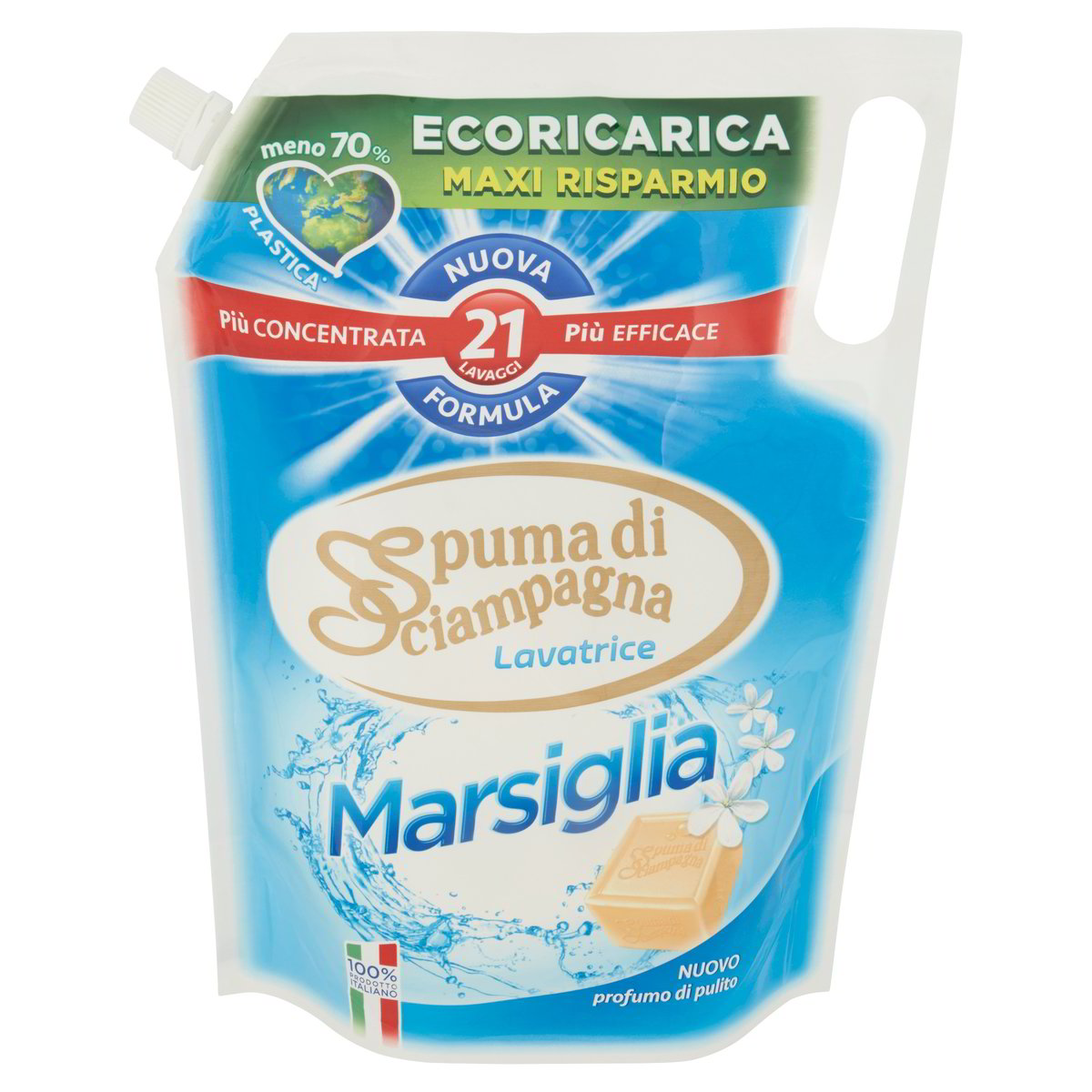 DETERSIVO ECORICARICA MARSIGLIA SPUMA DI SCIAMPAGNA LT.1,365 - 21 LAVAGGI - Tigros