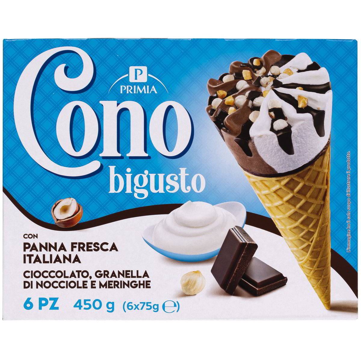 CONO GELATO PANNA E CIOCCOLATO PRIMIA 450 g - 6 pz - Tigros