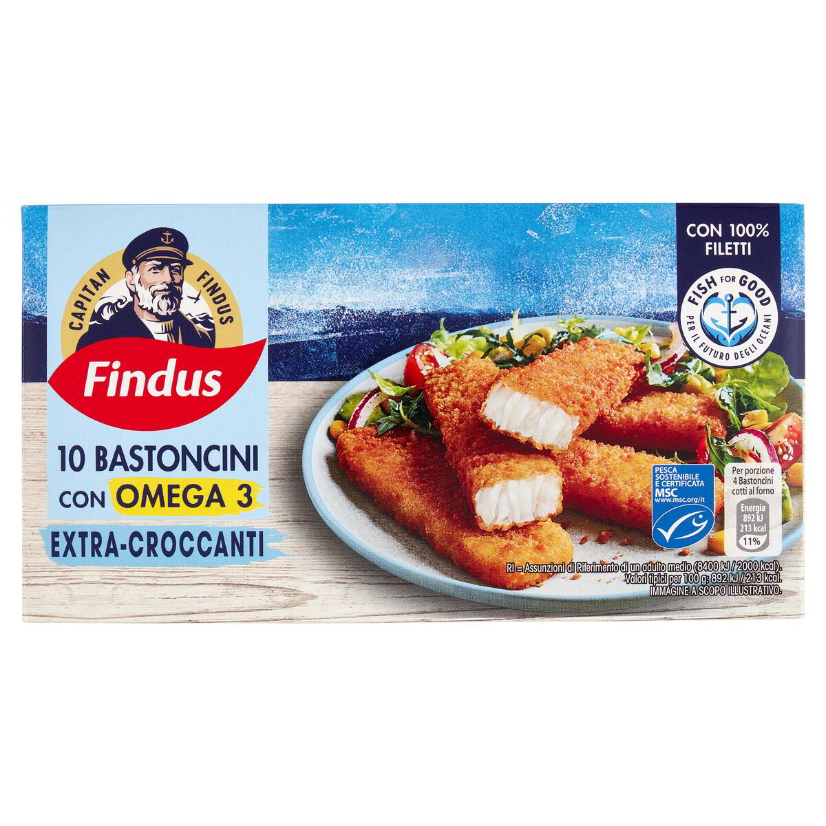 10 BASTONCINI OMEGA 3 CAPITAN FINDUS GR.250 - Tigros