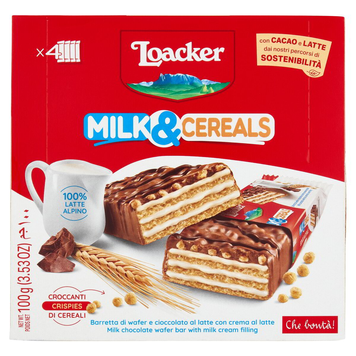 CHOCO SNACK MILK E CEREAL LOACKER 25 g x 4 - Tigros